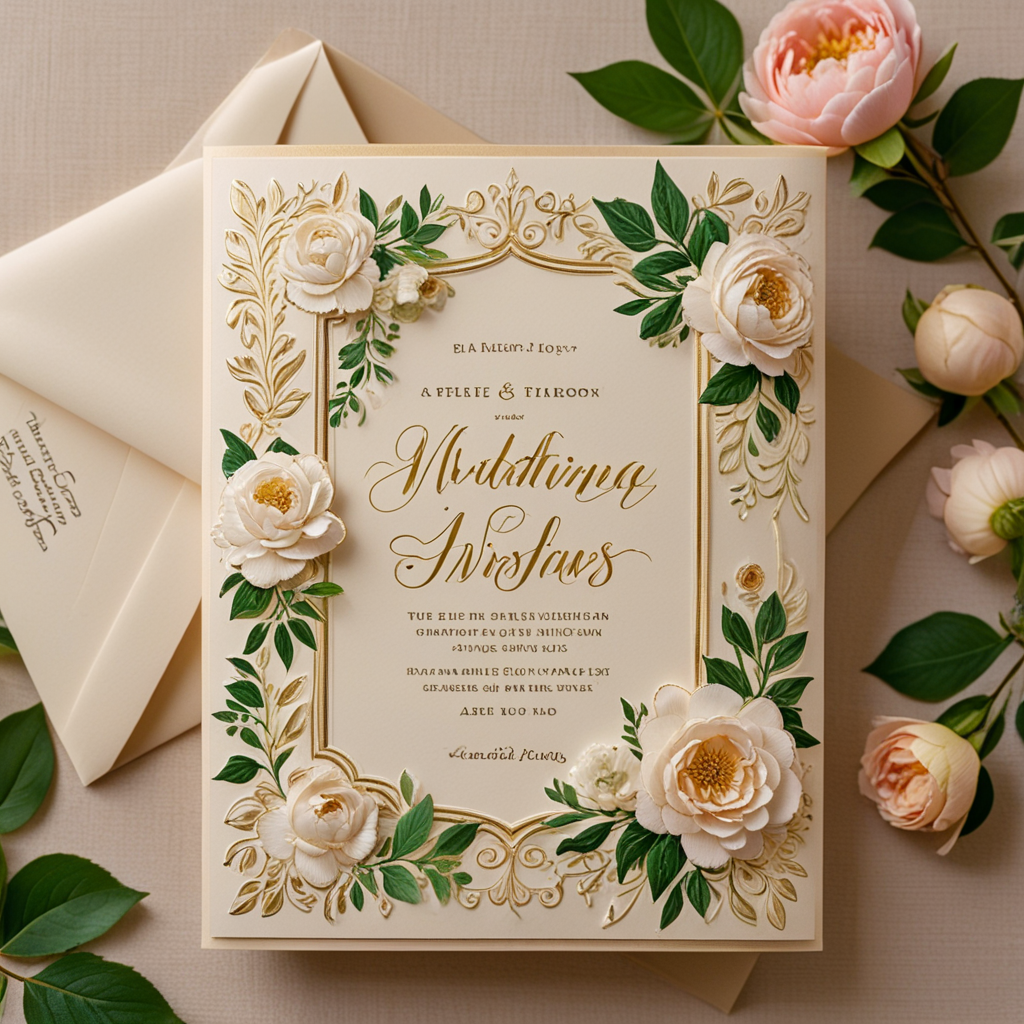 Design Easy AI繪圖生成器 -A beautifully designed wedding card, crafted in a ...