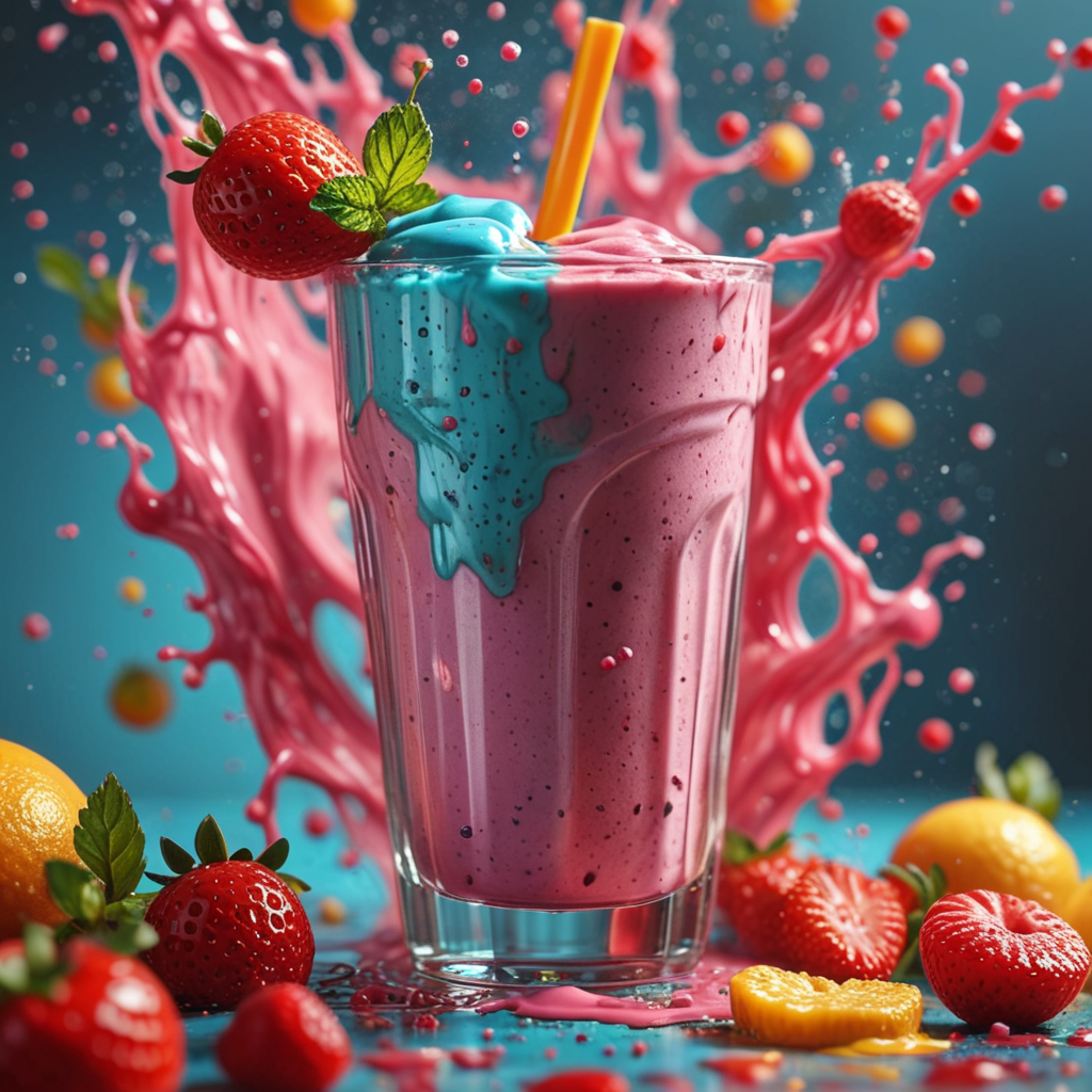 Design Easy AI繪圖生成器 -Smoothie splash, dynamic composition, macro ...